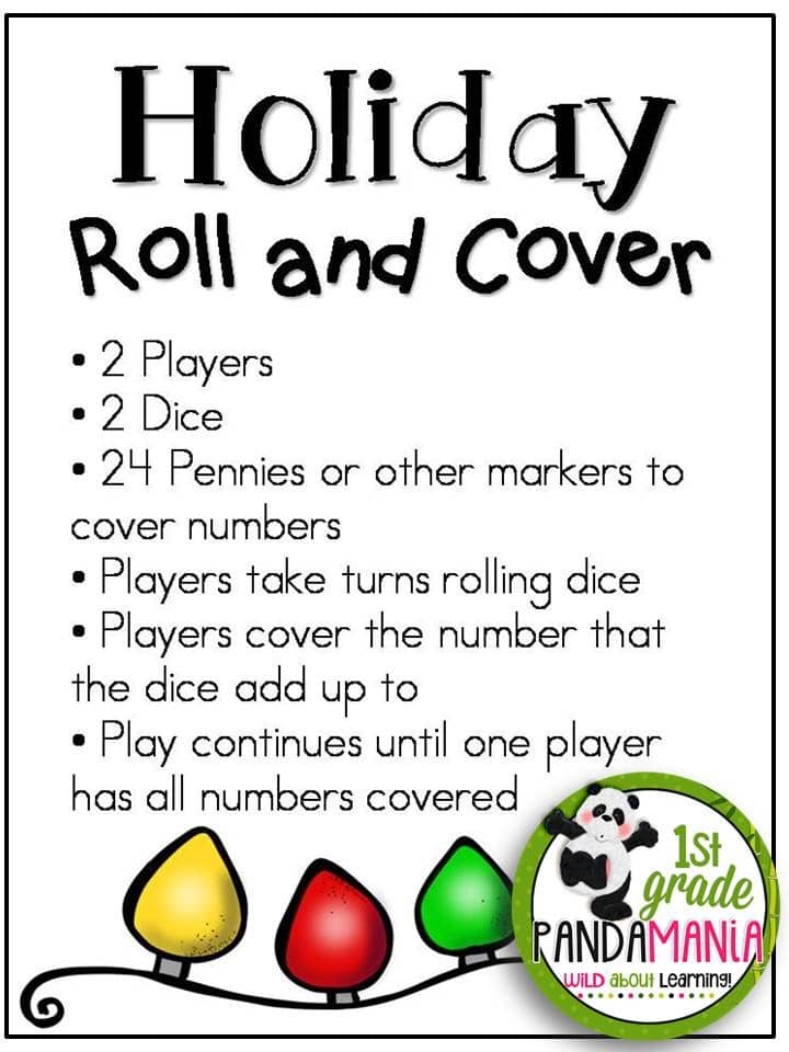 FREEBIE Christmas Roll and Cover Game - 1st Grade Pandamania