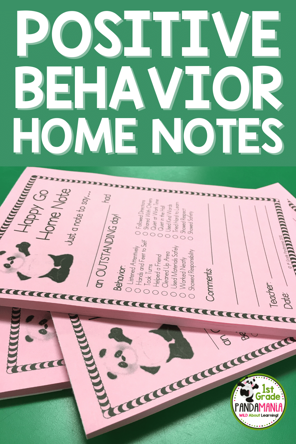 Send Home Positive Happy Go Home Notes! - 1st Grade Pandamania