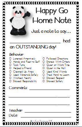 Send Home Positive Happy Go Home Notes! - 1st Grade Pandamania