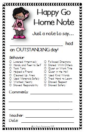 Send Home Positive Happy Go Home Notes! - 1st Grade Pandamania