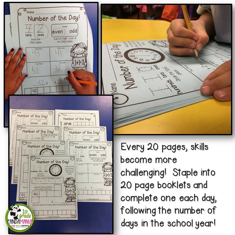 Essential Math Skills Through NUMBER of the DAY! - 1st Grade Pandamania