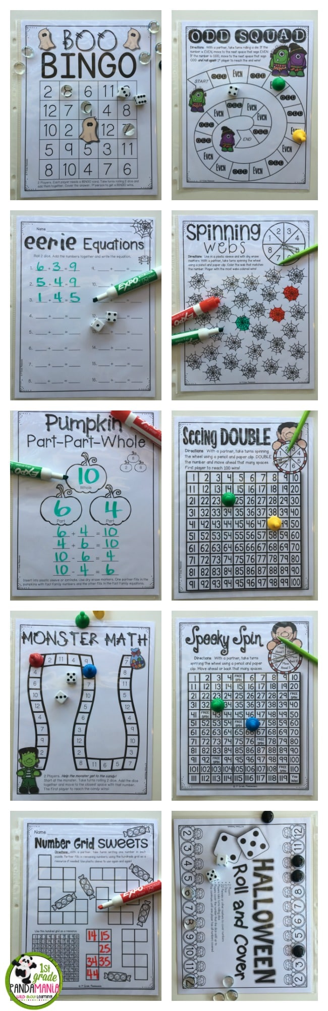 10 Halloween Math Games + FREEBIE! - 1st Grade Pandamania