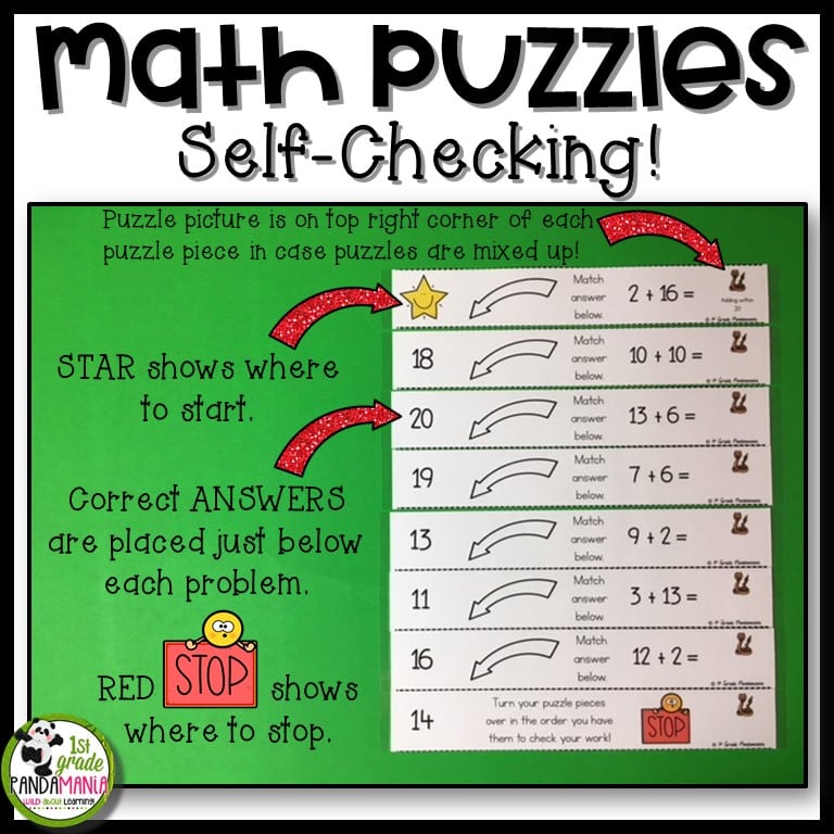 Math Picture Puzzles ~ FREEBIE Included! - 1st Grade Pandamania