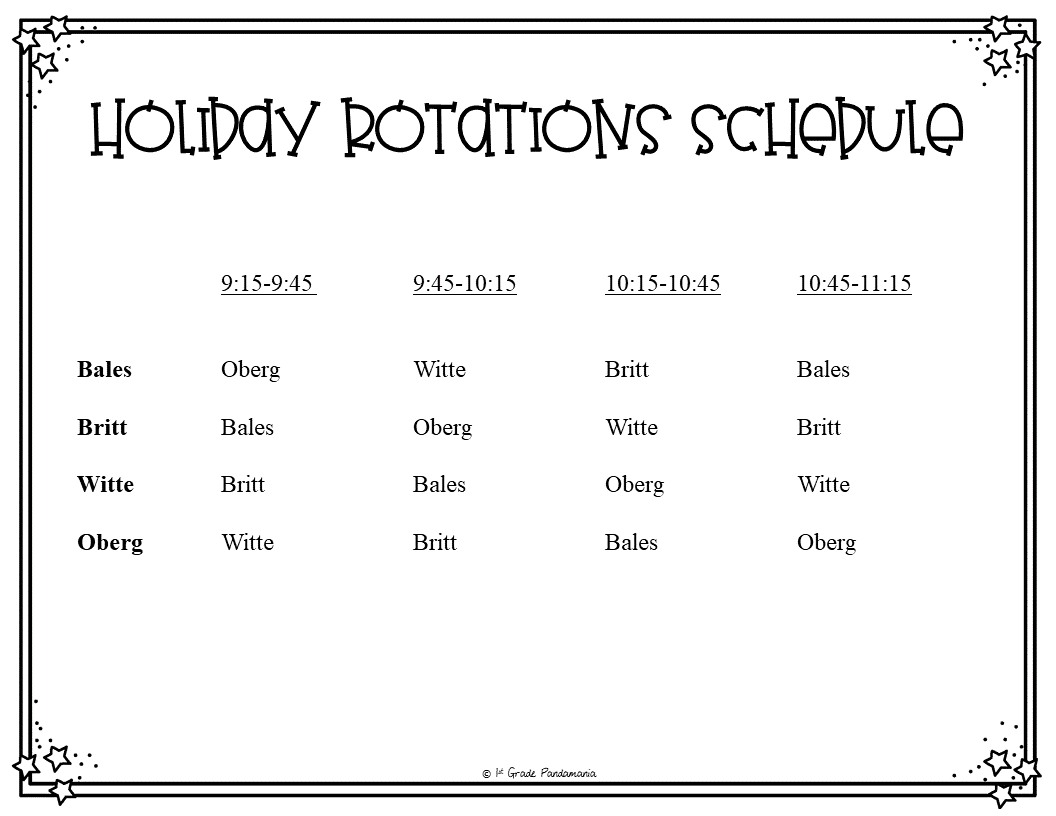 Holiday Classroom Rotations! 2 Freebies and a Download! - 1st Grade ...