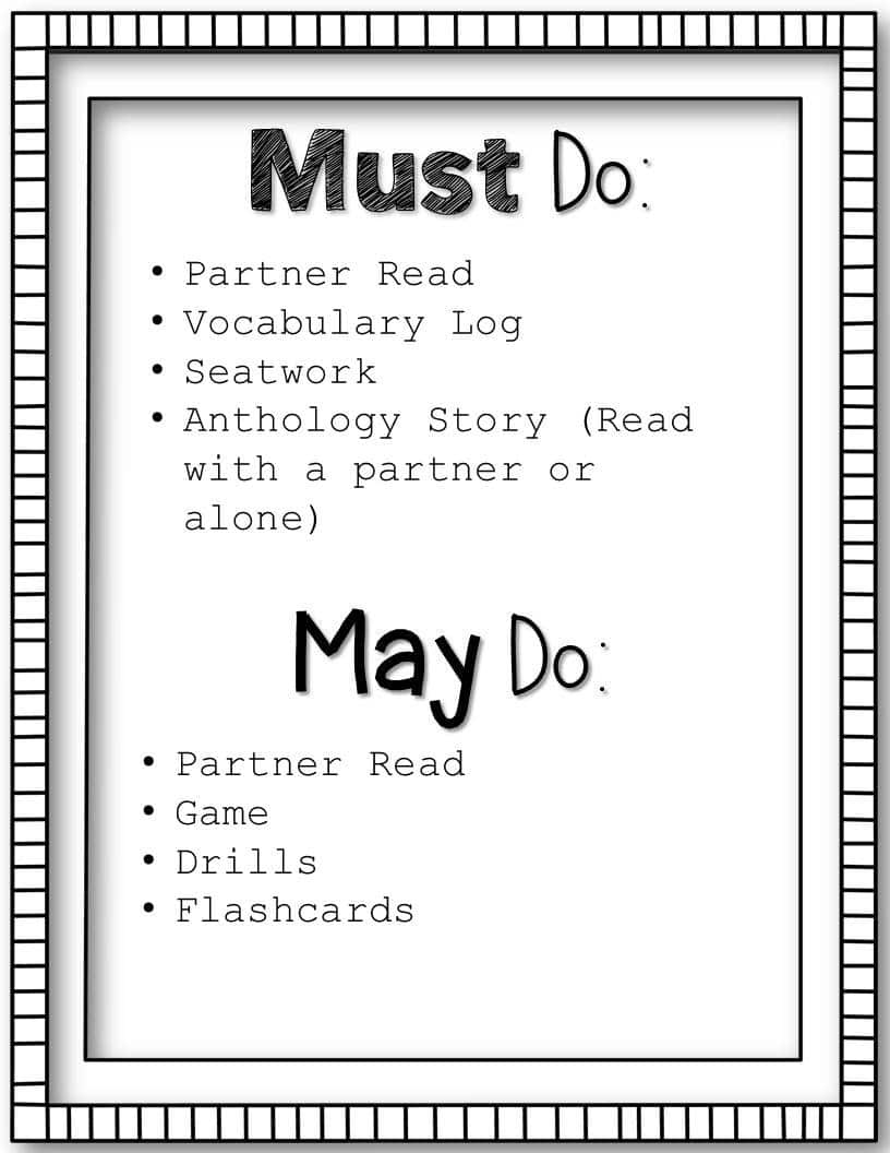 MUST Do MAY Do: An Alternative to Rotating Reading Centers - 1st Grade ...