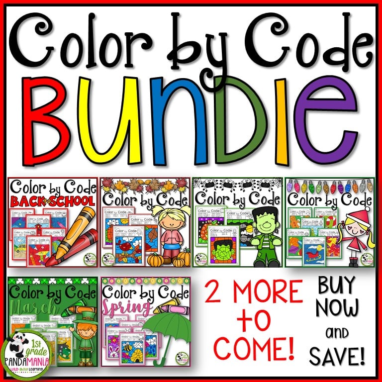 Color by Code Through the Year - 1st Grade Pandamania