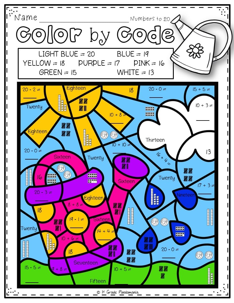 Color by Code Through the Year - 1st Grade Pandamania