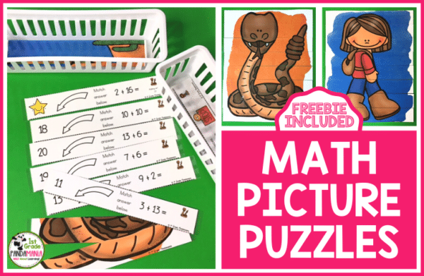 Easy Self-Checking Math Picture Puzzles + FREEBIE! | 1st Grade Pandamania