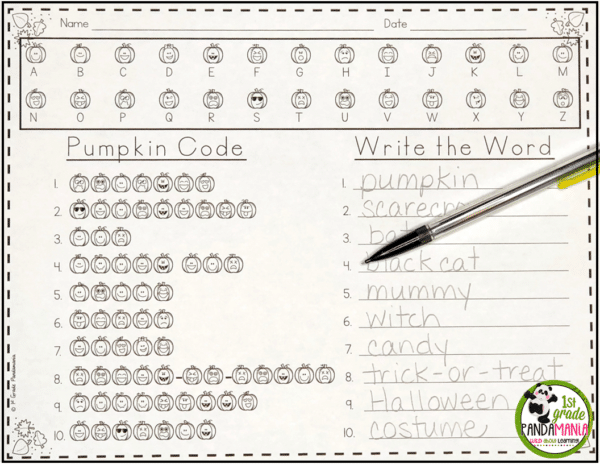 Easy Halloween Spelling Word Activity FREEBIE | 1st Grade Pandamania