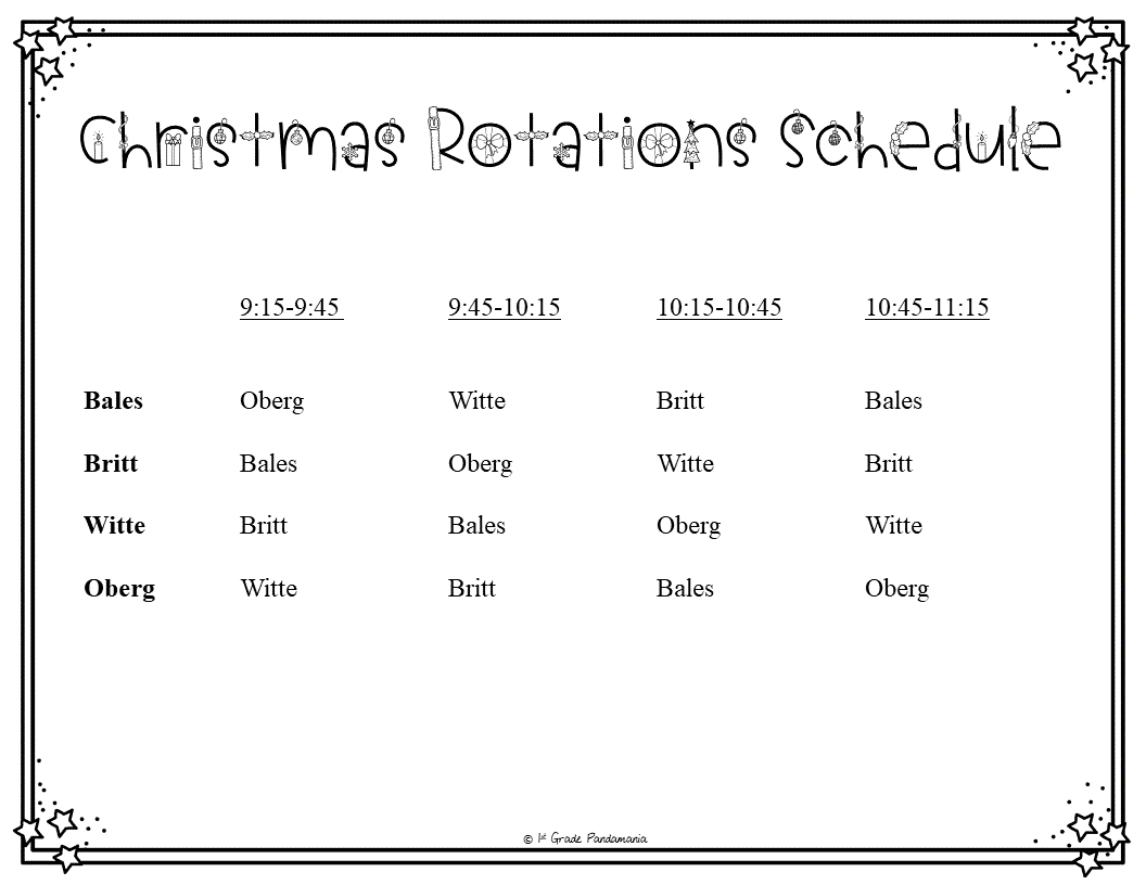 Holiday Classroom Rotations! 2 Freebies and a Download! - 1st Grade ...
