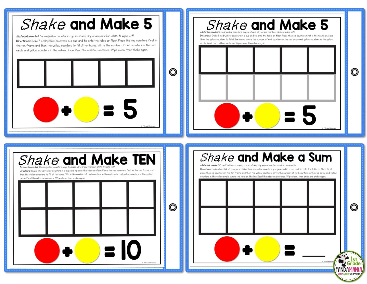 Easy Ten Frame Addition Game FREEBIE! | 1st Grade Pandamania