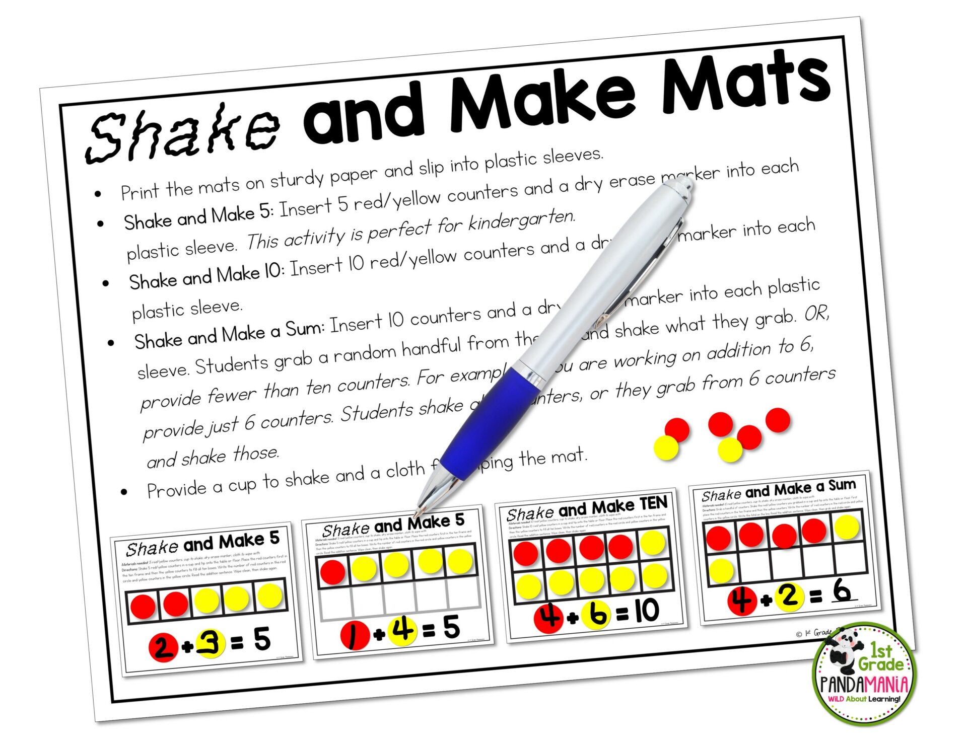 Easy Ten Frame Addition Game FREEBIE! | 1st Grade Pandamania