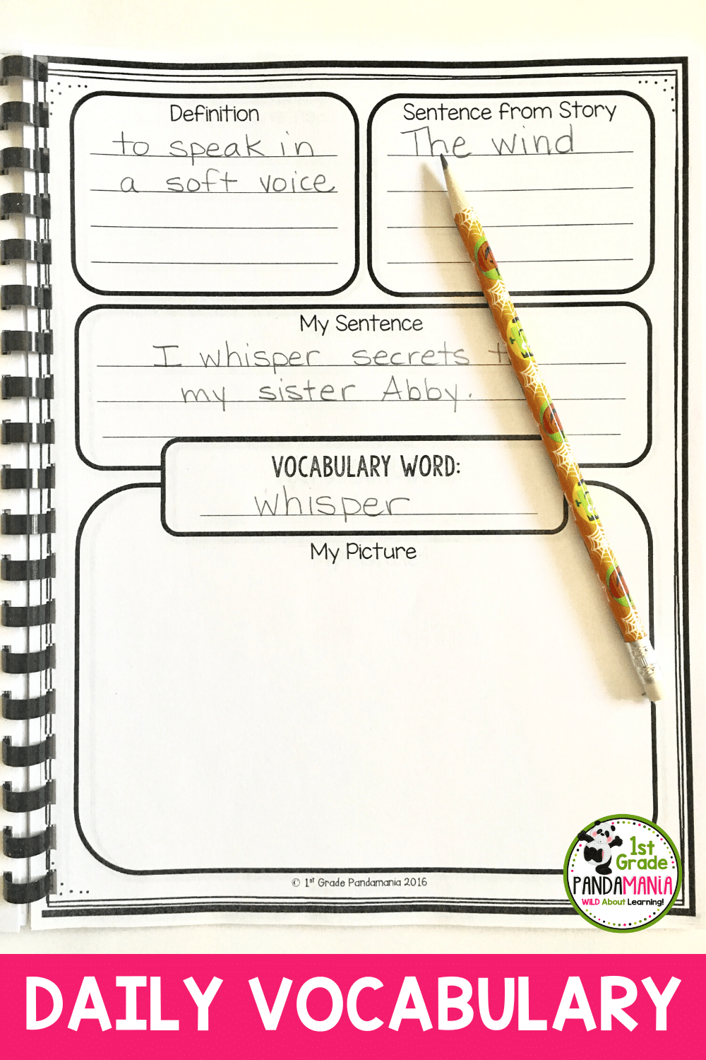 Record New Vocabulary Words Daily + FREEBIE - 1st Grade Pandamania