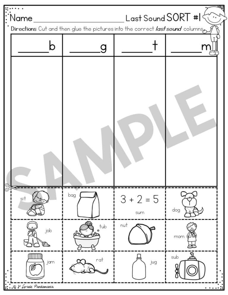 Ending Sounds Worksheets Phonics Activities | 1st Grade Pandamania