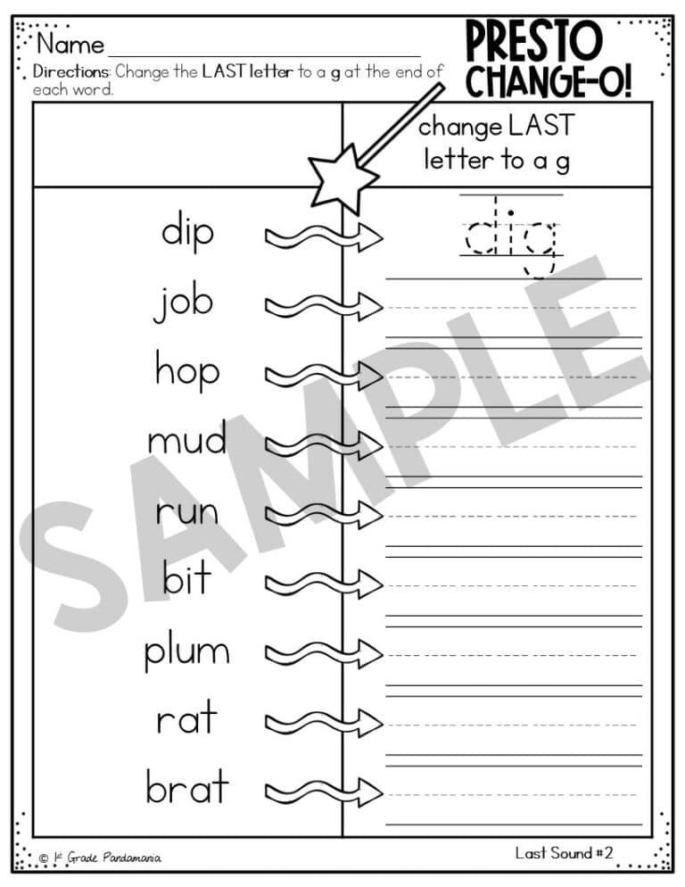 Ending Sounds Worksheets Phonics Activities | 1st Grade Pandamania