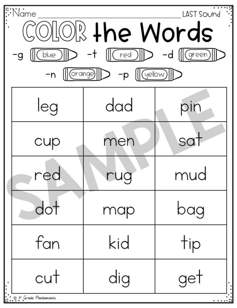 Ending Sounds Worksheets Phonics Activities | 1st Grade Pandamania