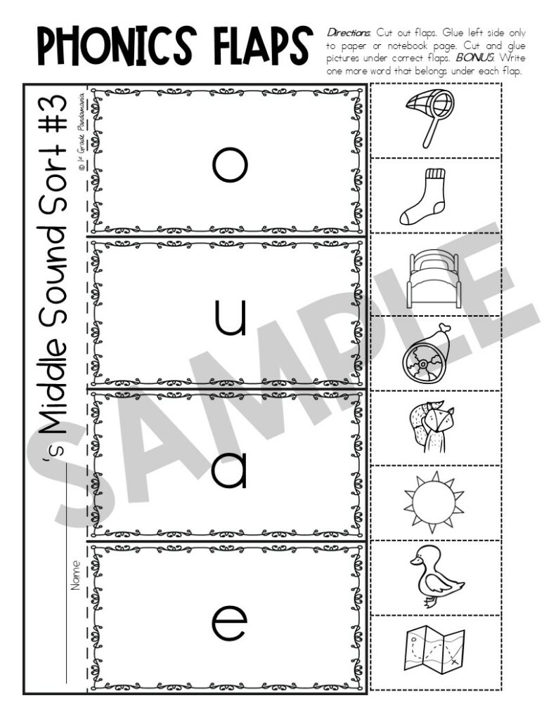 Middle Sounds Worksheets Phonics Activities | 1st Grade Pandamania