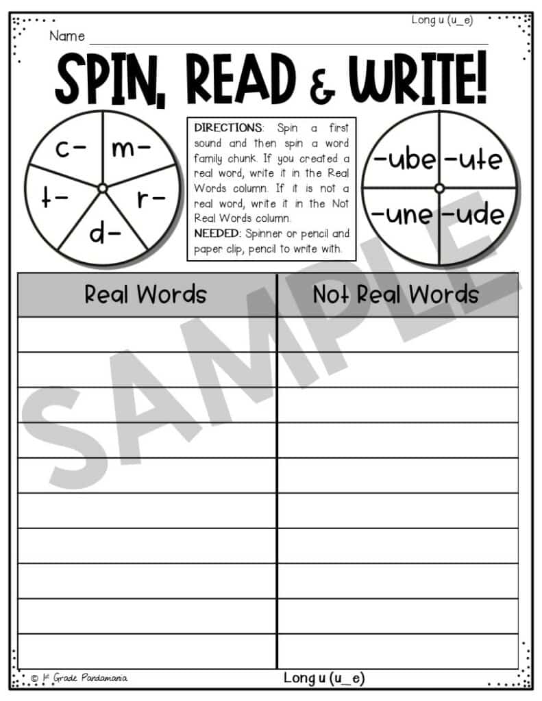Long U Worksheets Phonics Activities | 1st Grade Pandamania