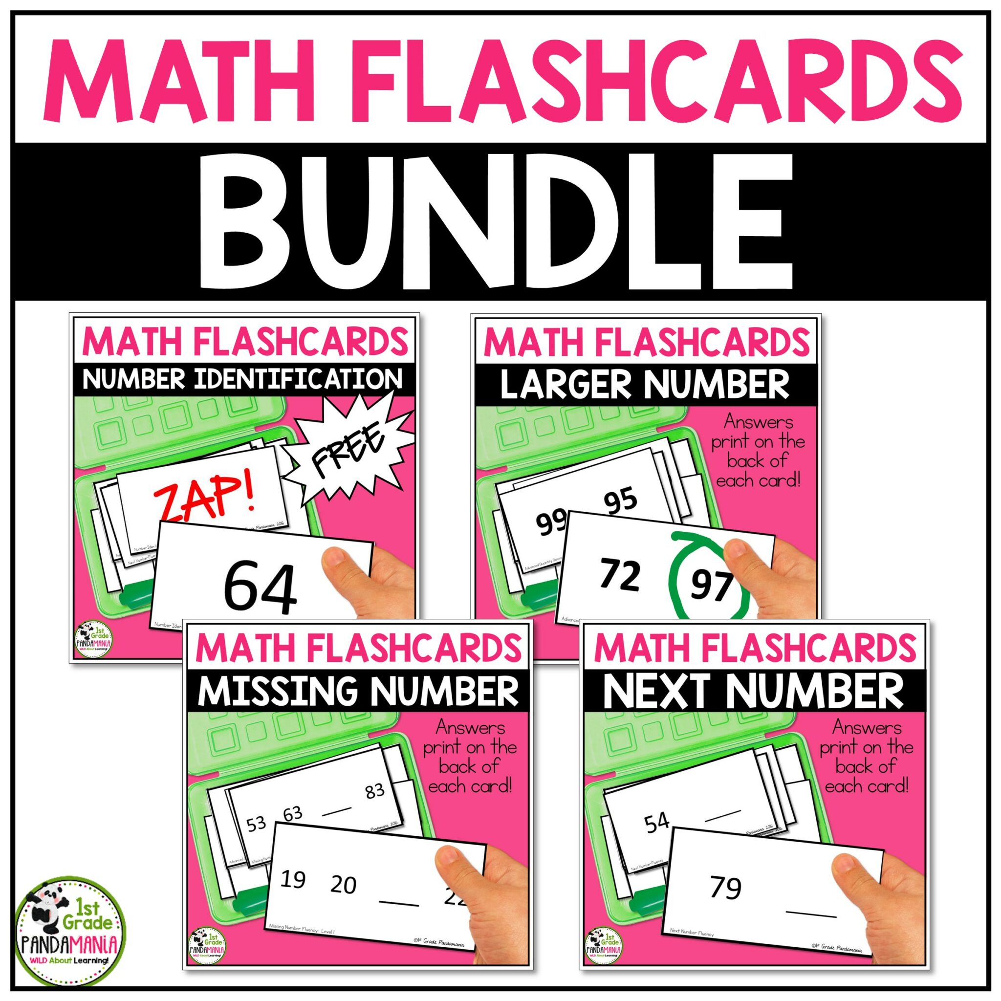 Number Sense Flash Cards BUNDLE | 1st Grade Pandamania