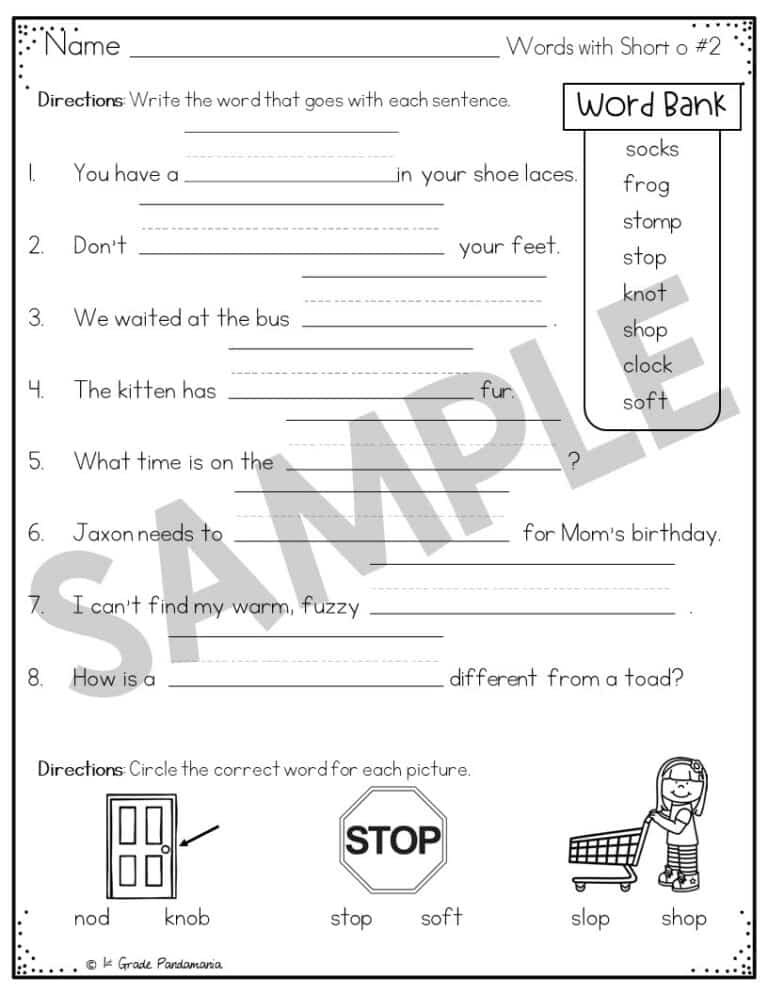 Short O Worksheets Phonics Activities | 1st Grade Pandamania