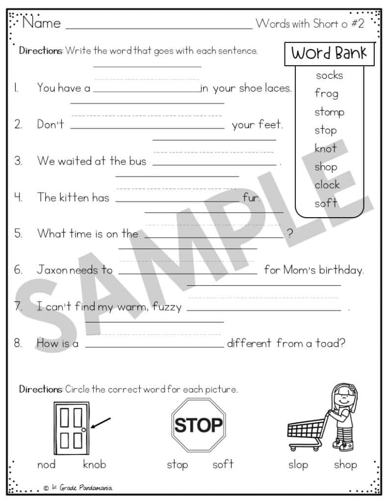 Short O Worksheets Phonics Activities | 1st Grade Pandamania