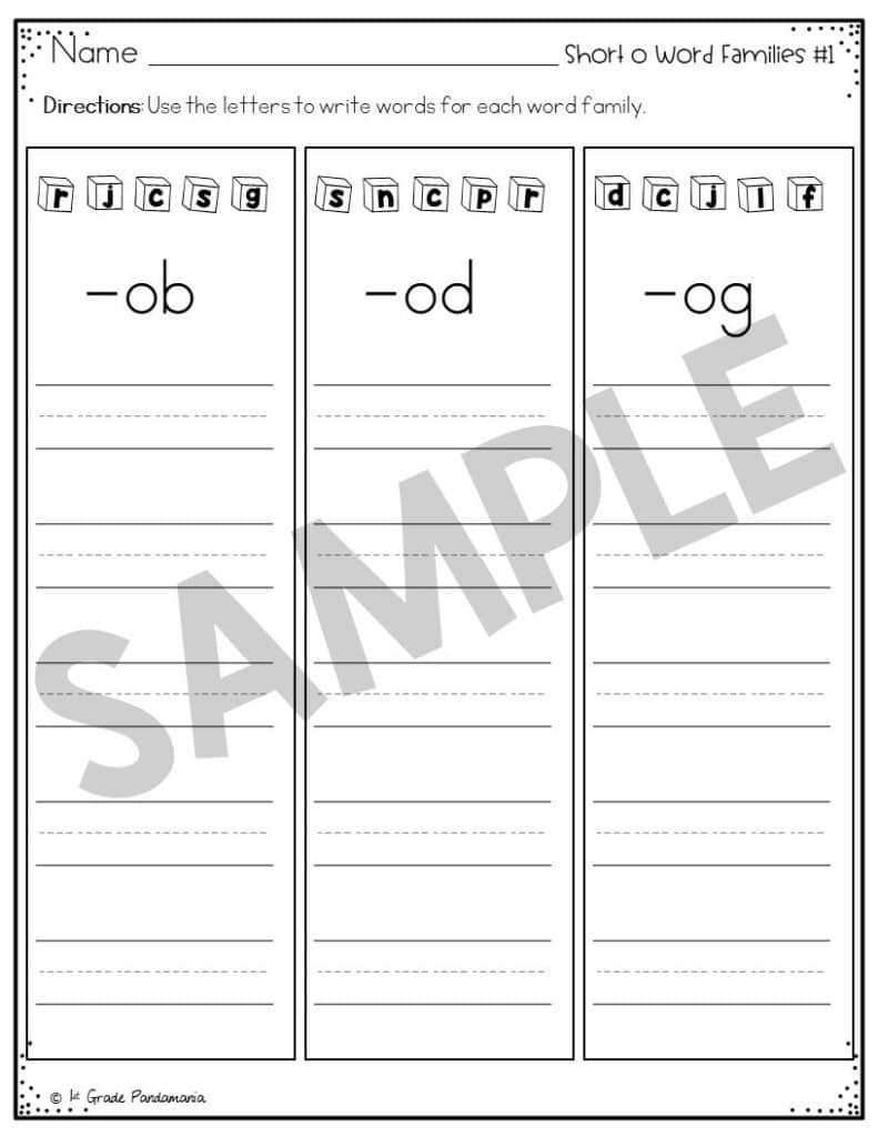Short O Worksheets Phonics Activities | 1st Grade Pandamania