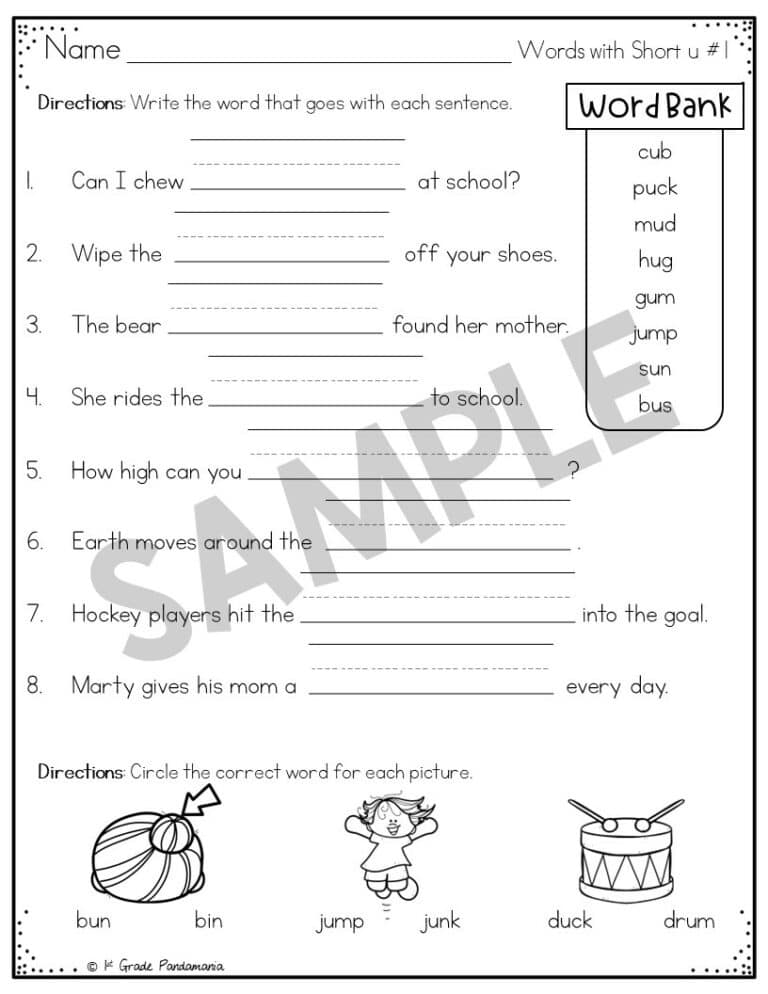 Short Vowel Worksheets Phonics Activities BUNDLE | 1st Grade Pandamania