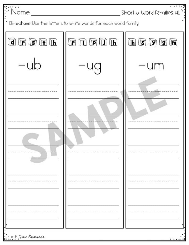Short U Worksheets Phonics Activities | 1st Grade Pandamania