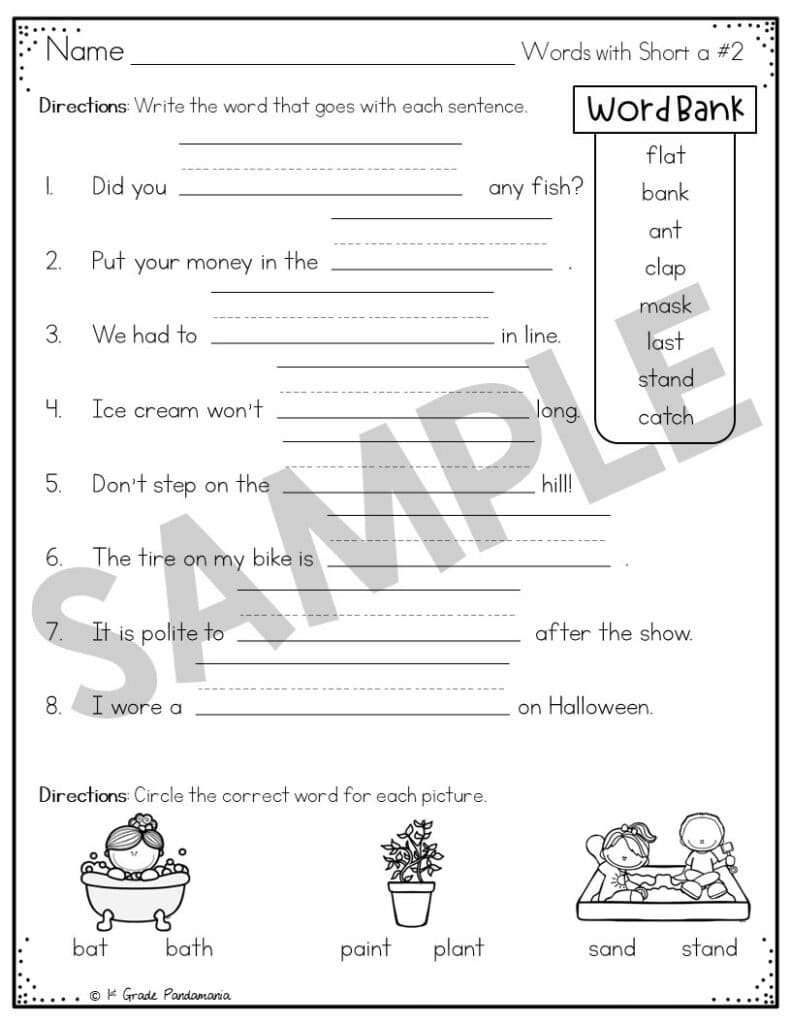 Short A Worksheets Engaging Phonics Activities | 1st Grade Pandamania