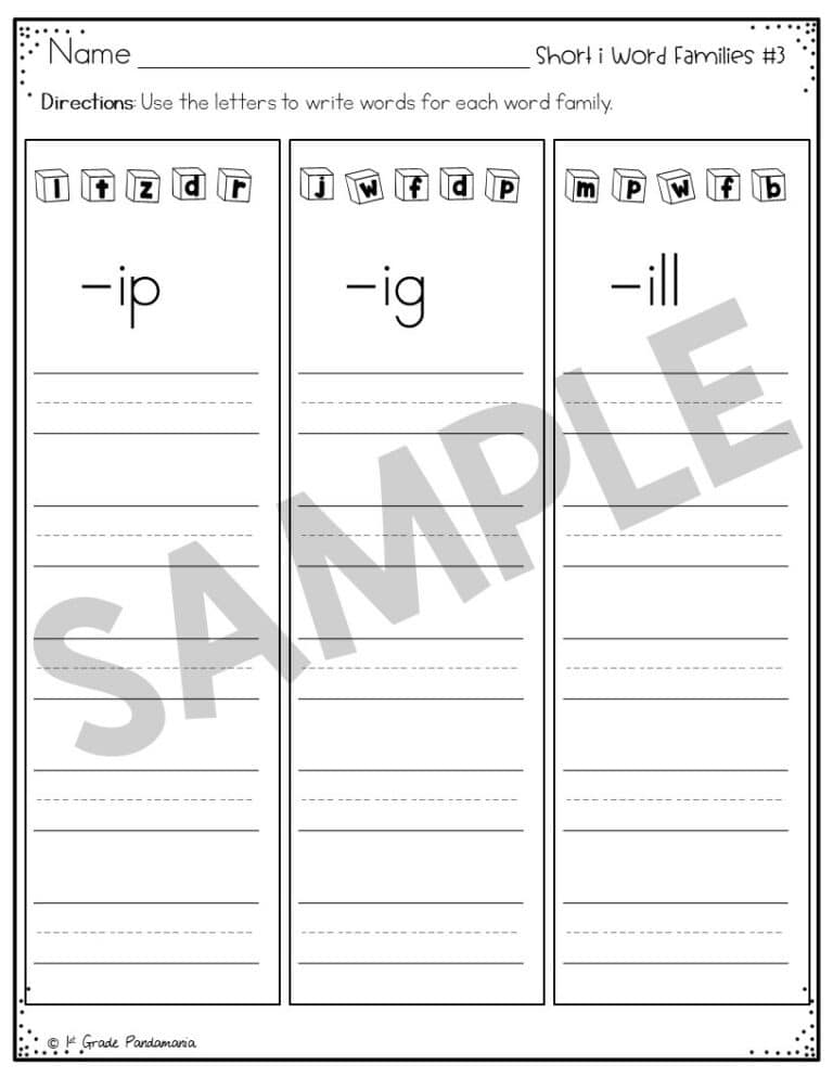 Short Vowel Worksheets Phonics Activities Short I | 1st Grade Pandamania