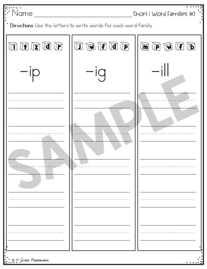 Short I Worksheets Phonics Activities | 1st Grade Pandamania