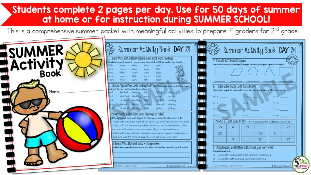Summer Packet No Prep Review For 1st Grade | 1st Grade Pandamania