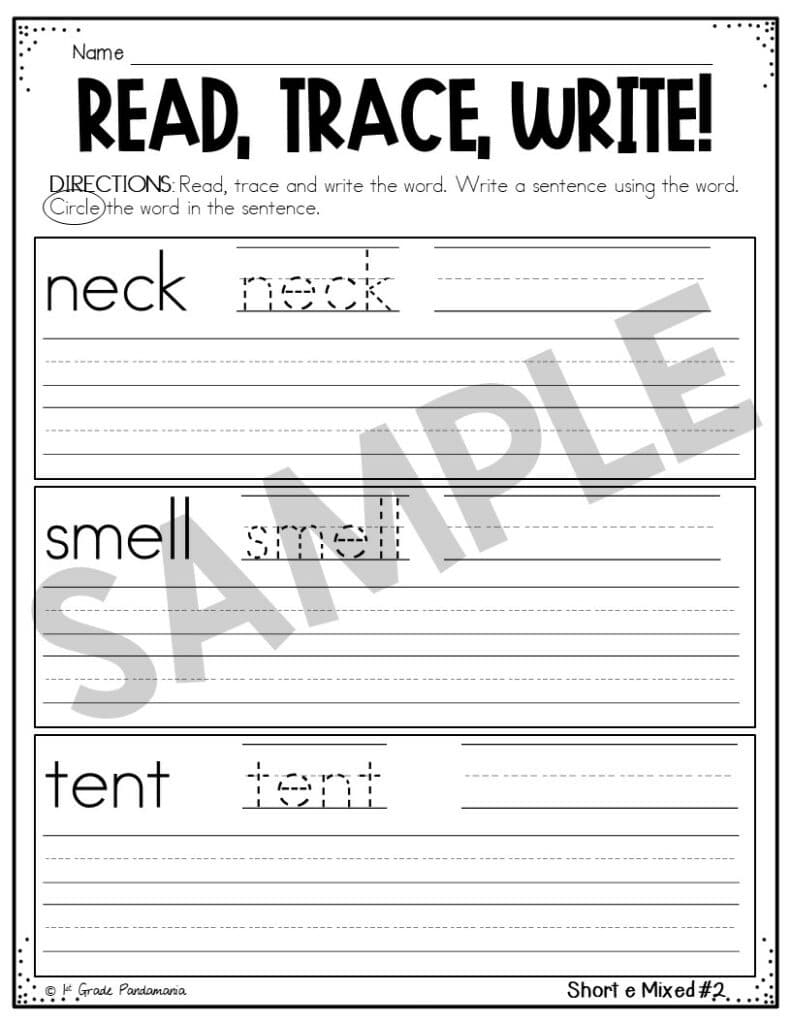 Short E Worksheets Phonics Activities | 1st Grade Pandamania