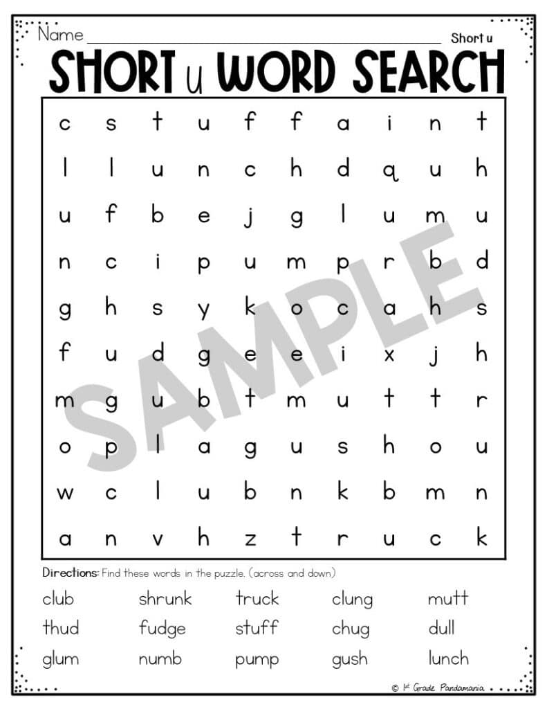 Short U Worksheets Phonics Activities | 1st Grade Pandamania