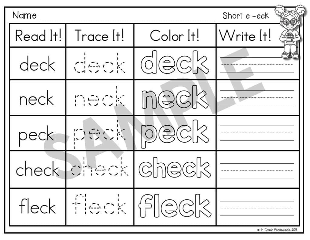 Short E Worksheets Phonics Activities | 1st Grade Pandamania