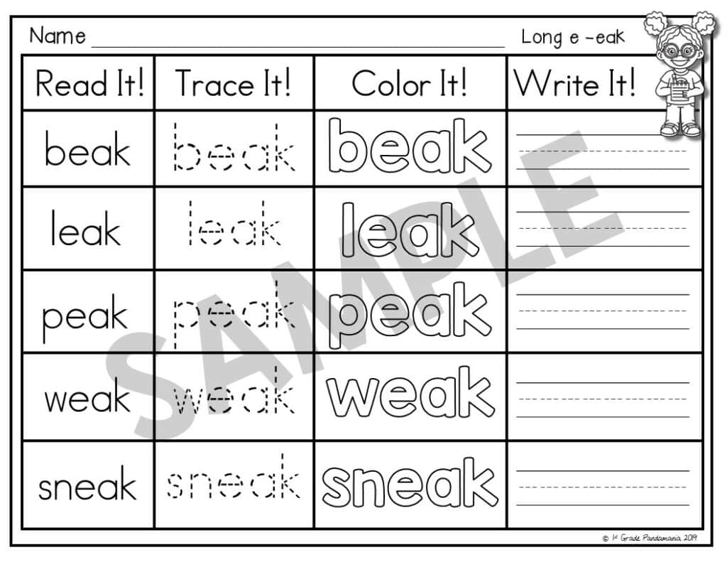 Long E Worksheets Phonics Activities | 1st Grade Pandamania