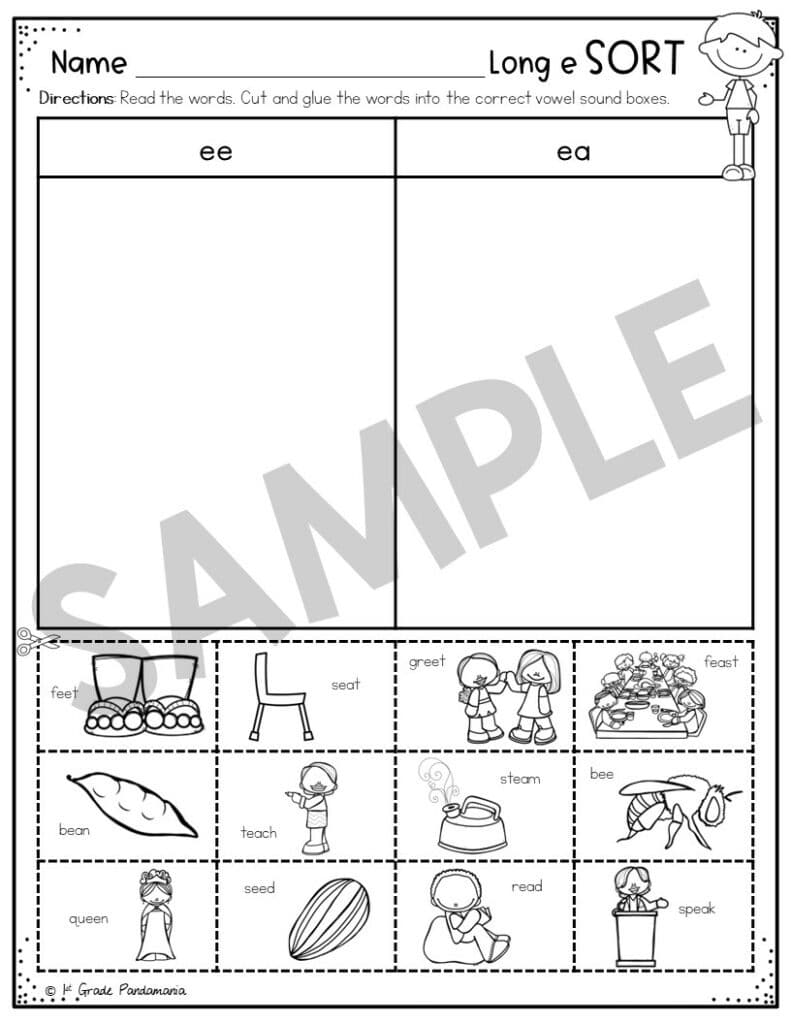 Long E Worksheets Phonics Activities | 1st Grade Pandamania