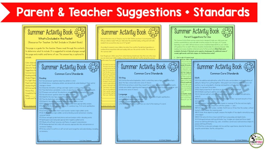 Summer Packet No Prep Review For 1st Grade | 1st Grade Pandamania