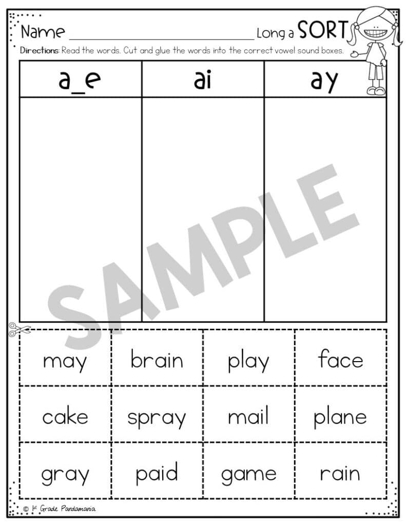 Long A Worksheets Phonics Activities | 1st Grade Pandamania