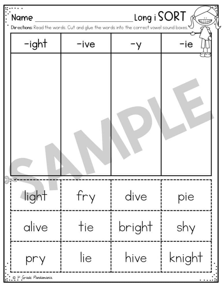Long I Worksheets Phonics Activities | 1st Grade Pandamania