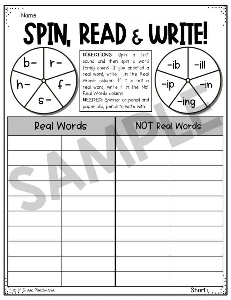 Short Vowel Worksheets Phonics Activities Short I | 1st Grade Pandamania