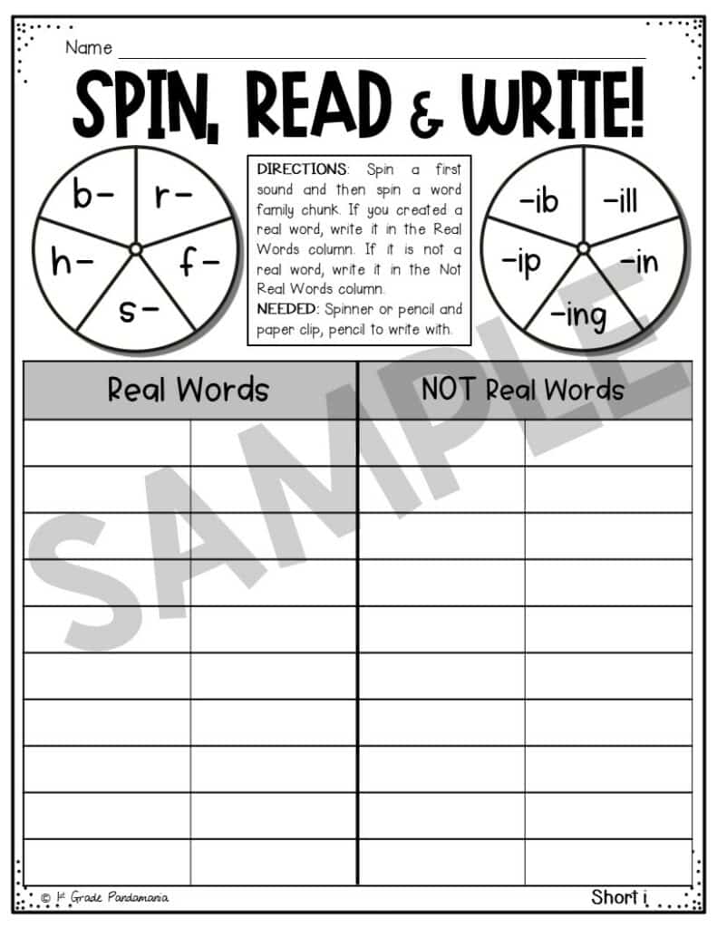 Short Vowel Worksheets Phonics Activities Short I | 1st Grade Pandamania
