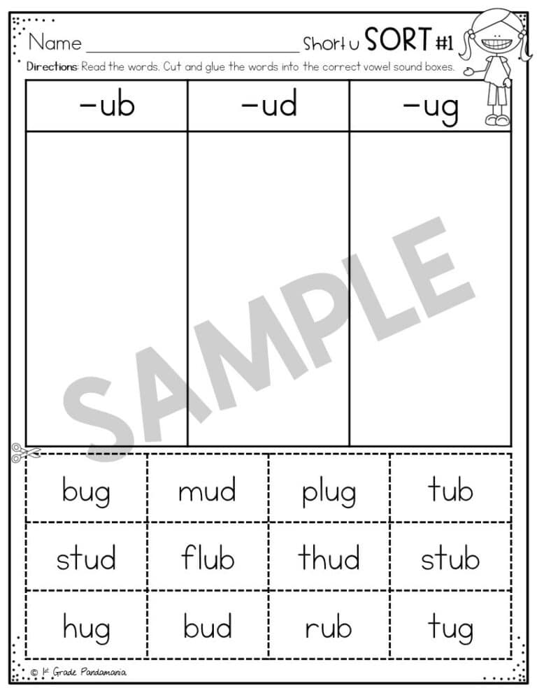 Short U Worksheets Phonics Activities | 1st Grade Pandamania