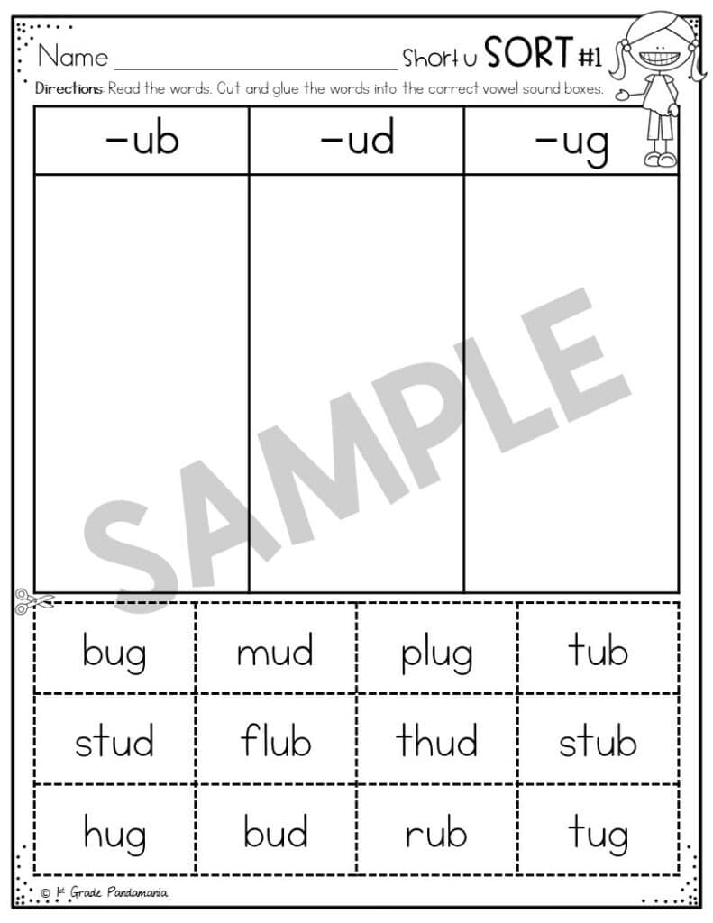 Short U Worksheets Phonics Activities | 1st Grade Pandamania