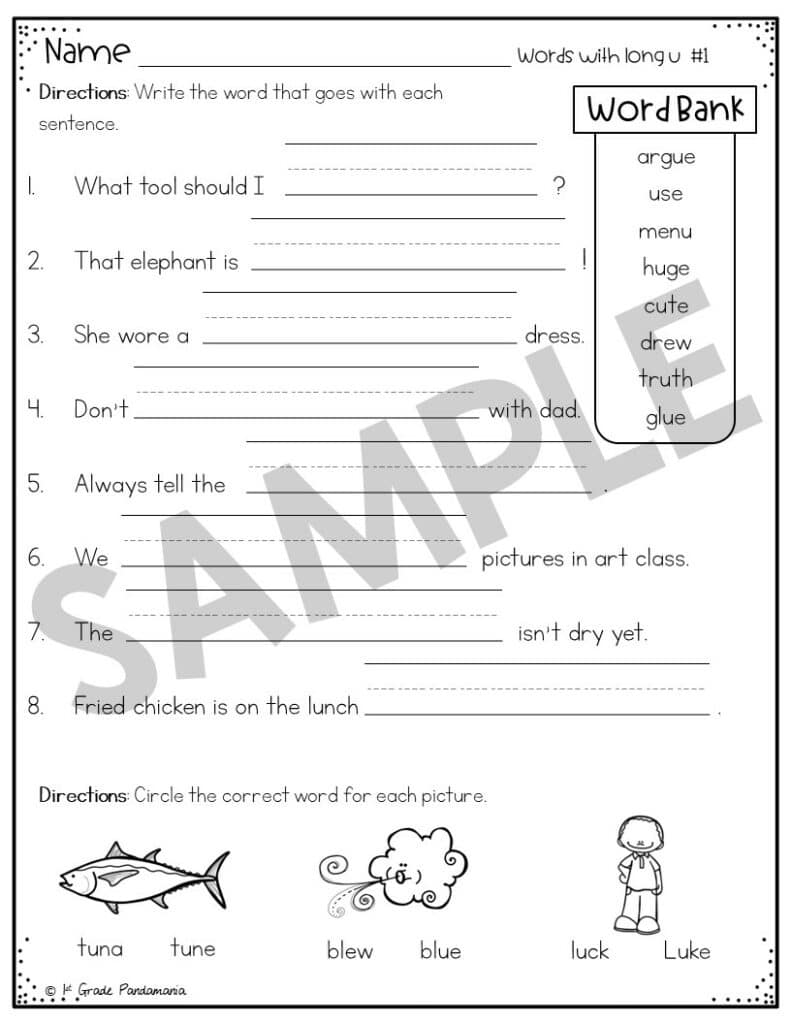 Long U Worksheets Phonics Activities | 1st Grade Pandamania