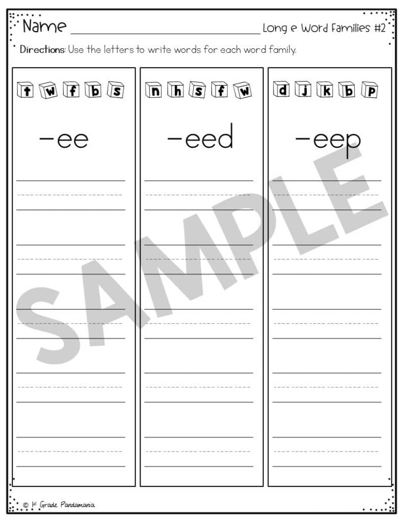 Long E Worksheets Phonics Activities | 1st Grade Pandamania