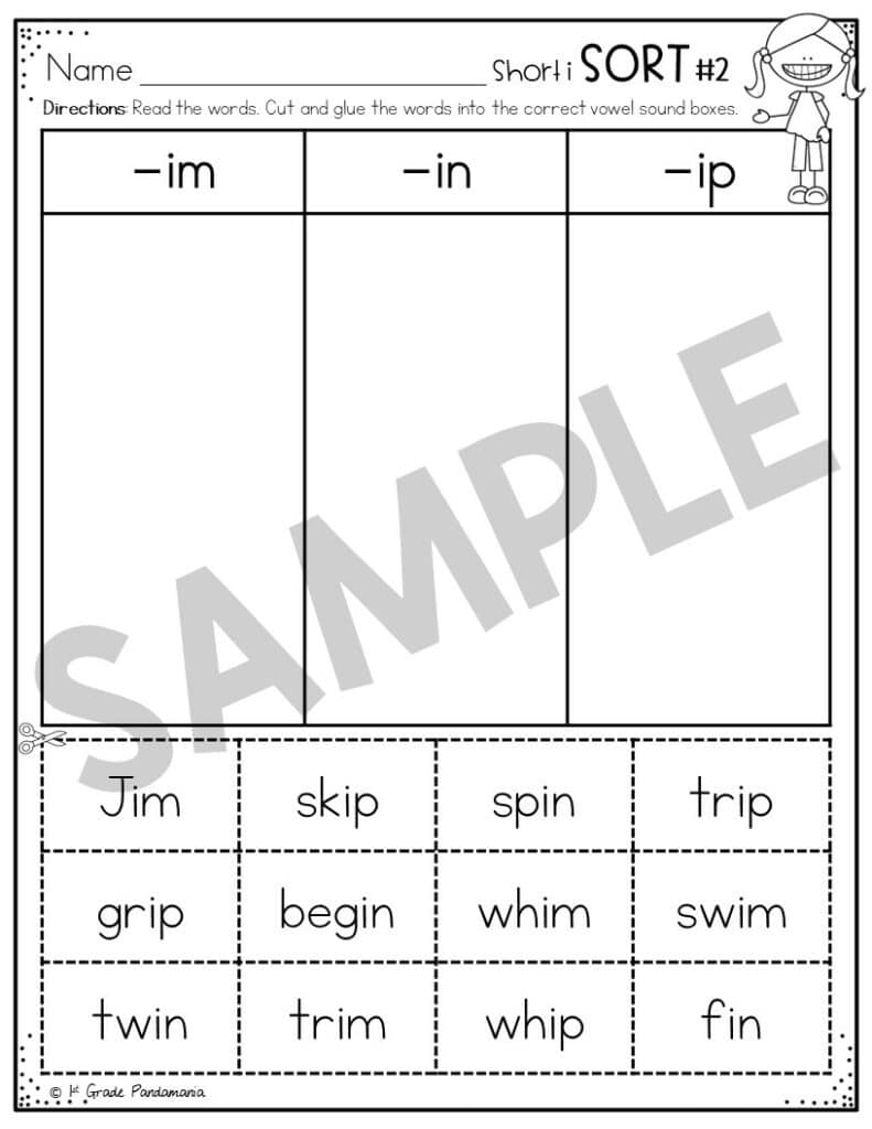 Short Vowel Worksheets Phonics Activities Short I | 1st Grade Pandamania
