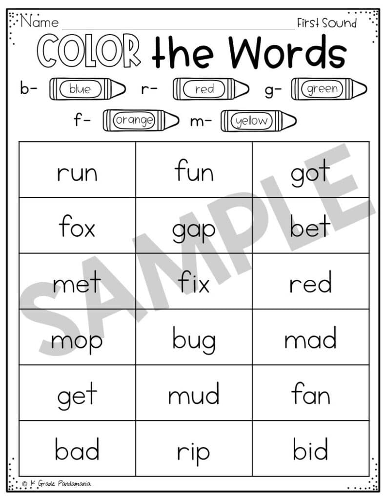 Beginning Sounds Worksheets Phonics Activities | 1st Grade Pandamania