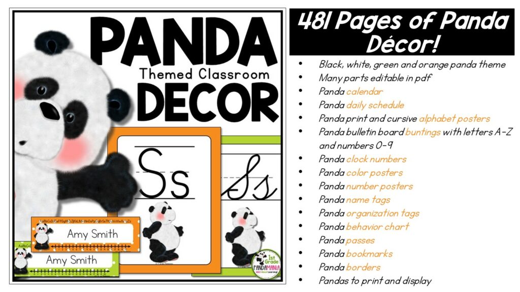 Classroom Decor: Panda Themed (with Editable Labels And Name Tags ...