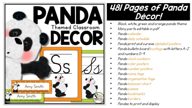Classroom Decor: Panda Themed (with Editable Labels And Name Tags ...
